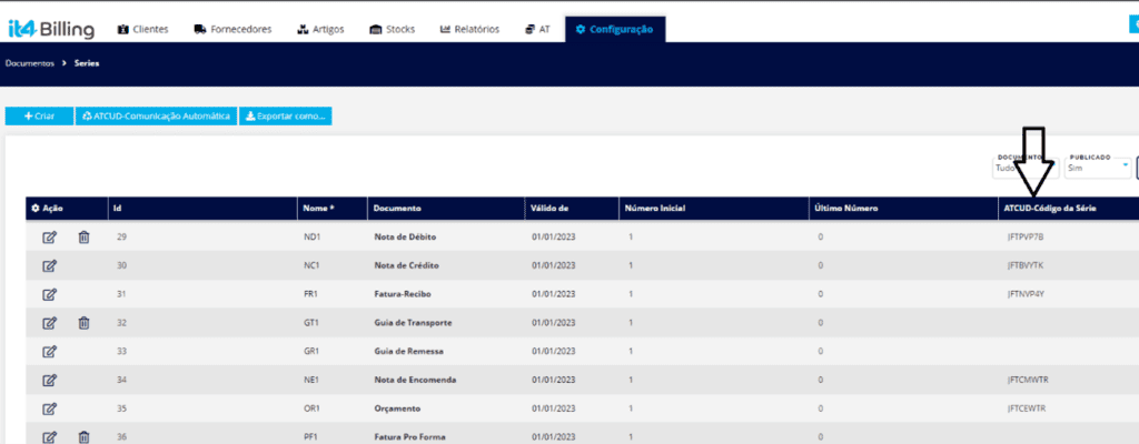 ATCUD - comunicação automática de séries à AT - IT4Billing